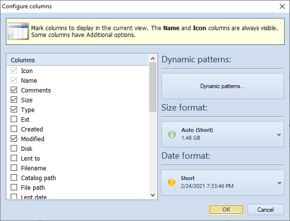 Configure columns in the Grid (detailed) View